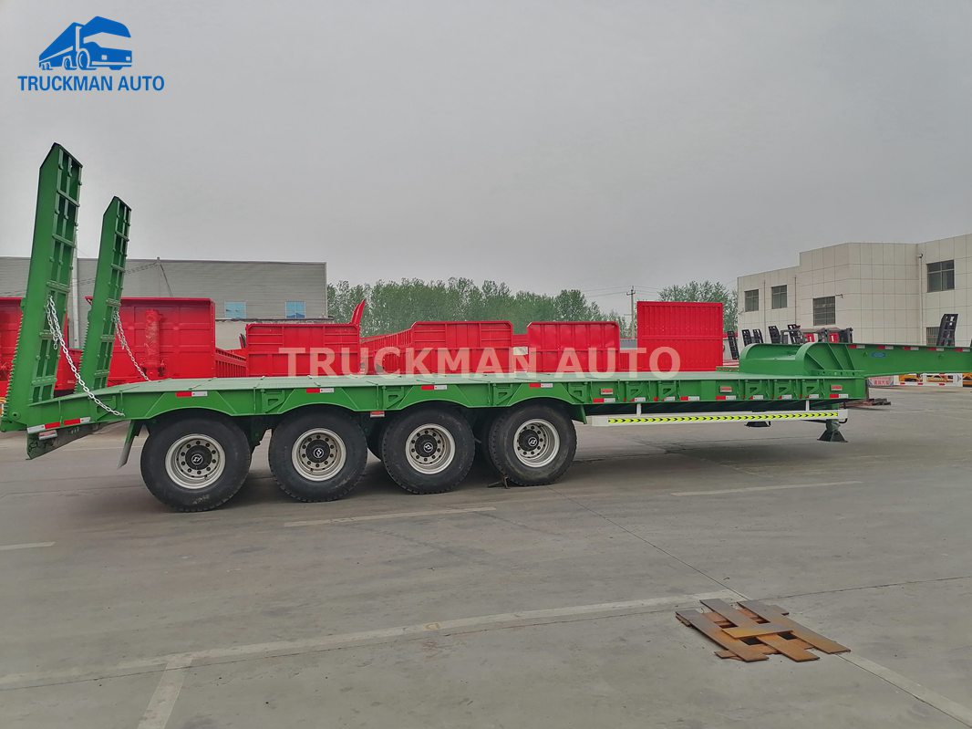 4 Axle 80 Tons Low Flatbed Trailer For Congo