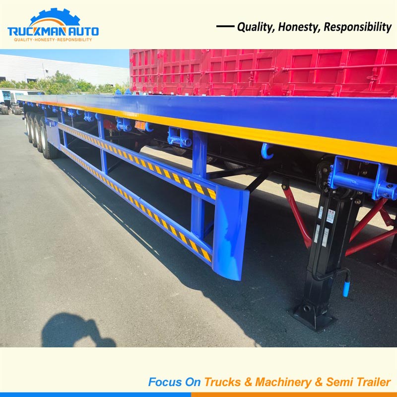 Factory 4 Axles 70 Tons Flat-bed Trailer For Bulk Goods Transportation